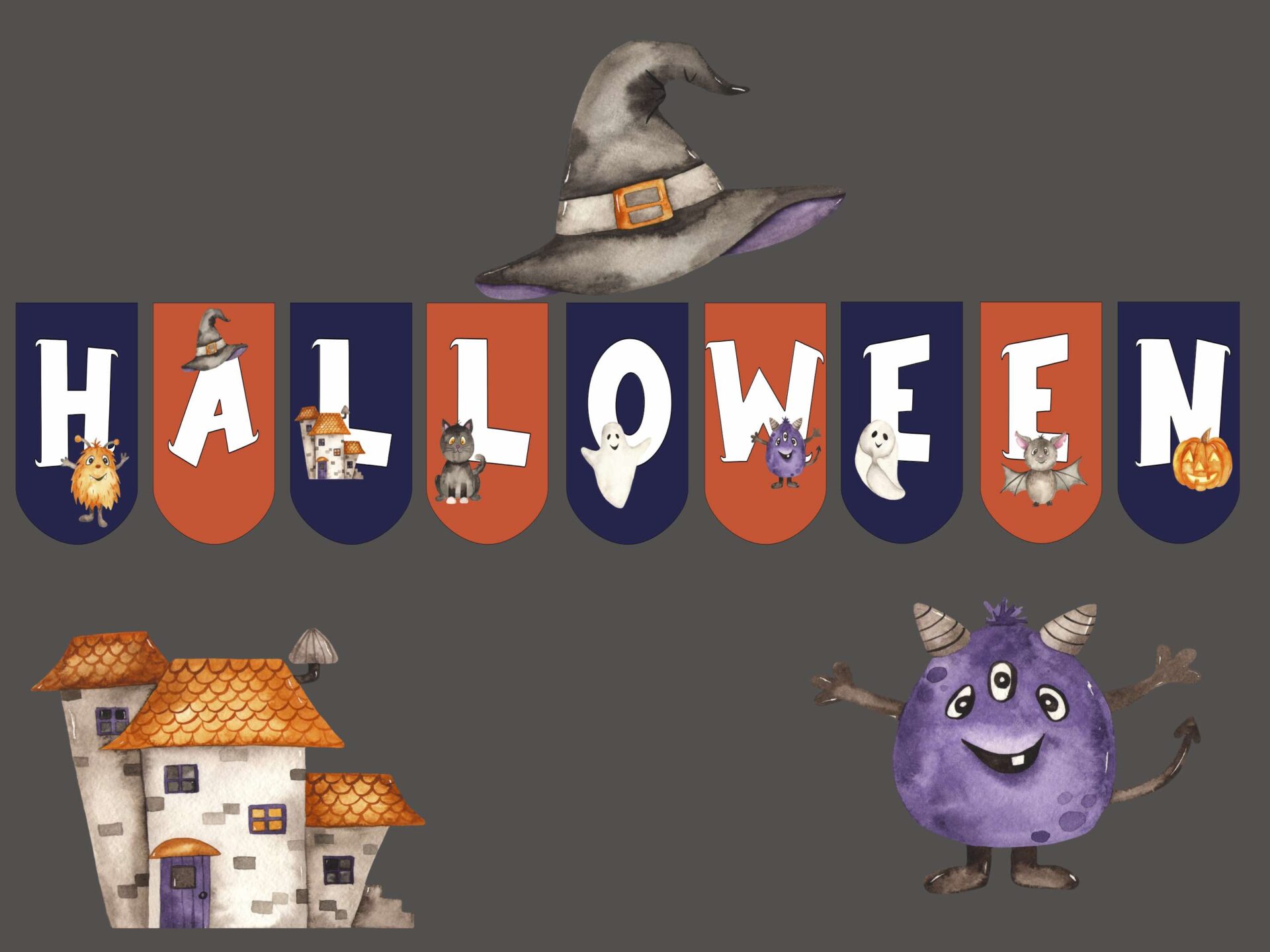 Halloween girlandy do druku - pobierz bezpłatnie
